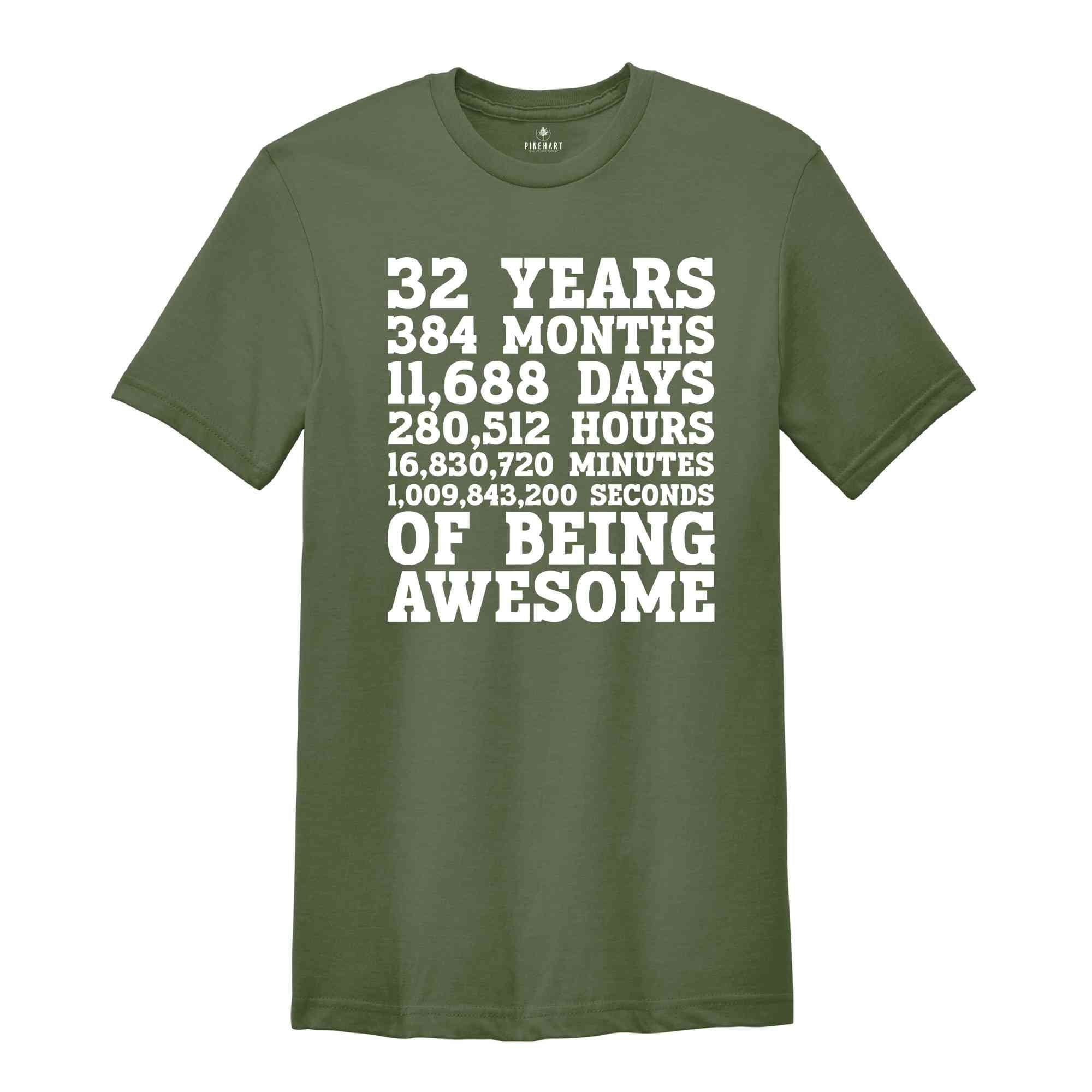 32 Years Definition T-Shirt, 32nd Birthday Shirt, Thirty Two Years Old ...