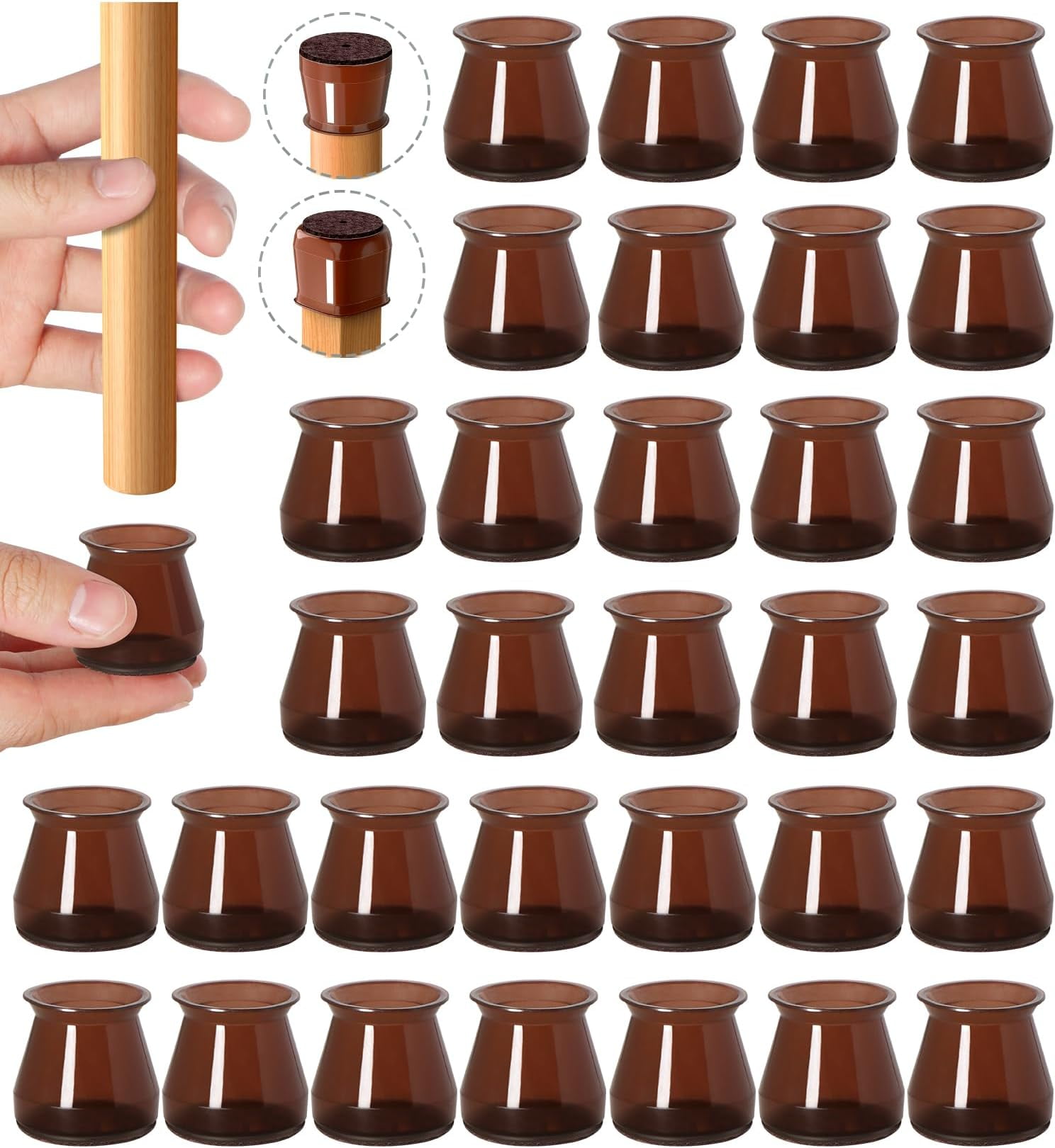 32 count Chair Protectors for Hardwood Floors, Felt Furniture Cover Pad ...