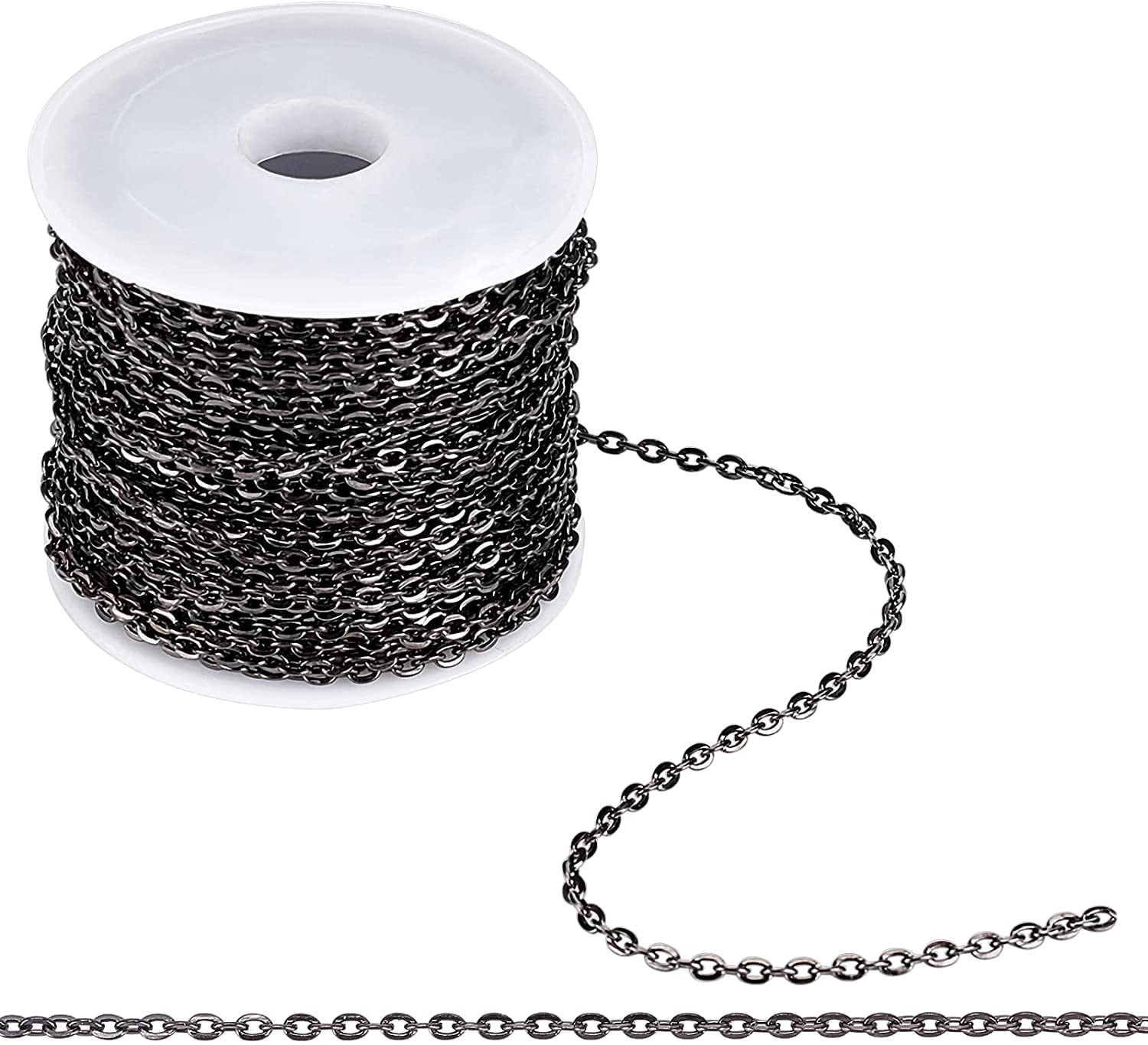 32 ft Necklace Chains Black Iron Cross Chains Link Cable O-Shaped Chain ...