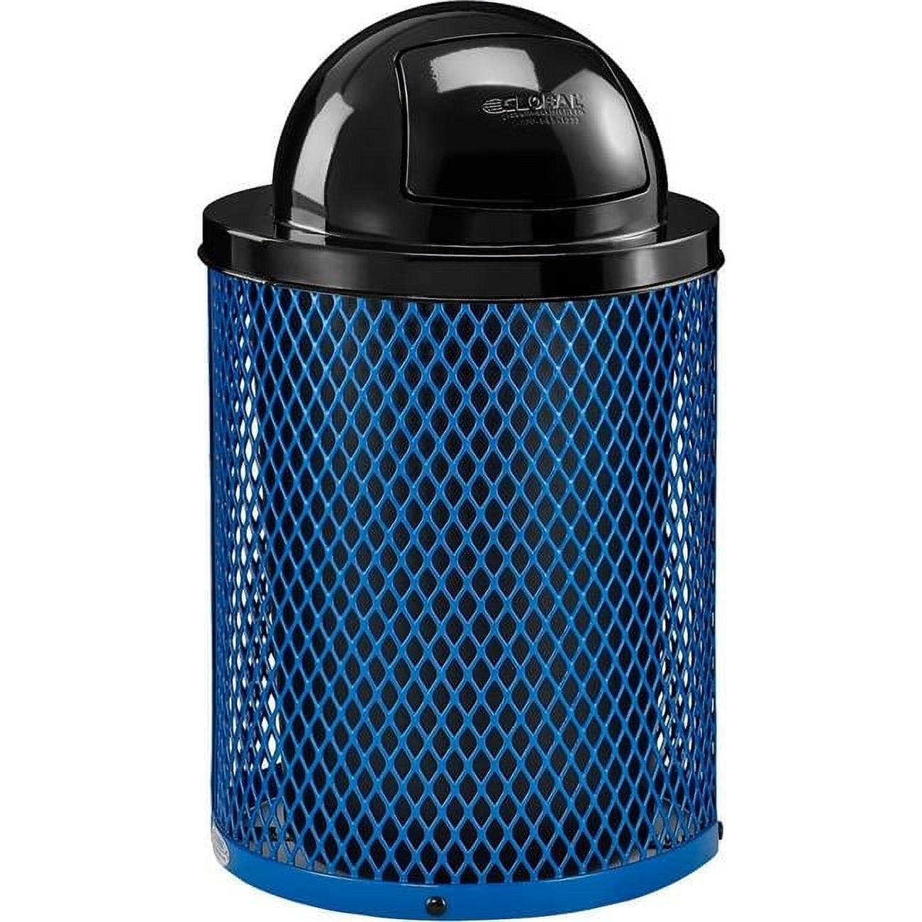 32 gal Outdoor Steel Diamond Trash Can with Dome Lid, Blue - Walmart.com