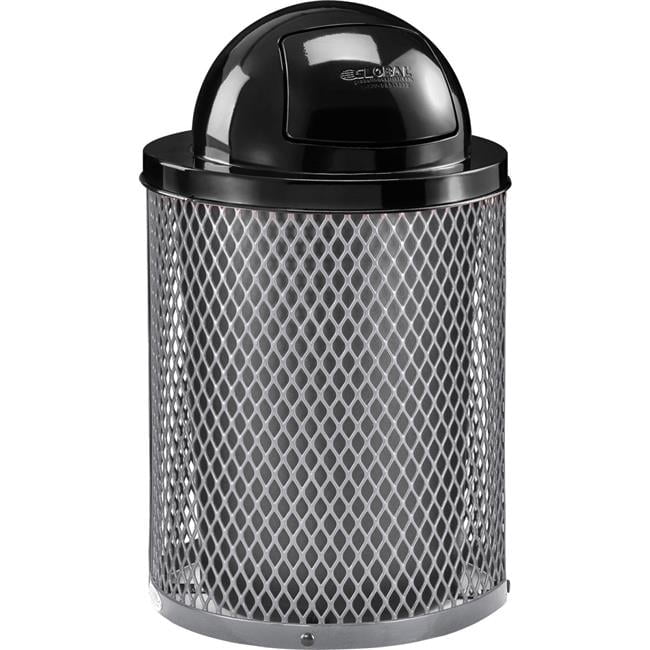 32 gal Outdoor Steel Diamond Trash Can with Dome Lid, Gray - Walmart.com