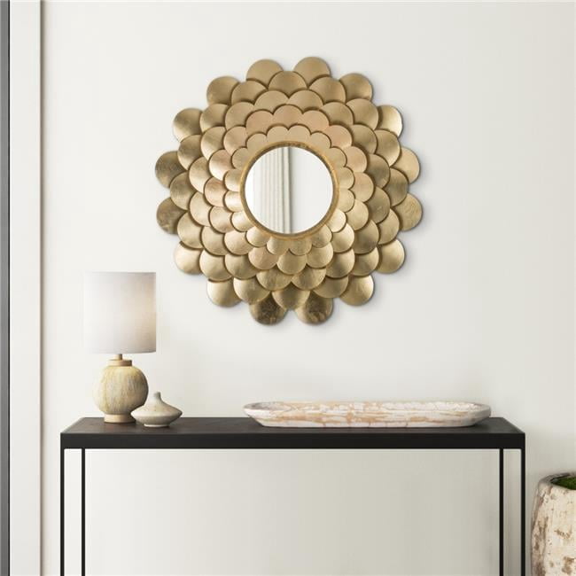 32 in. Blooming Flower Decor Round Wall Mount Mirror, Gold - Walmart.com
