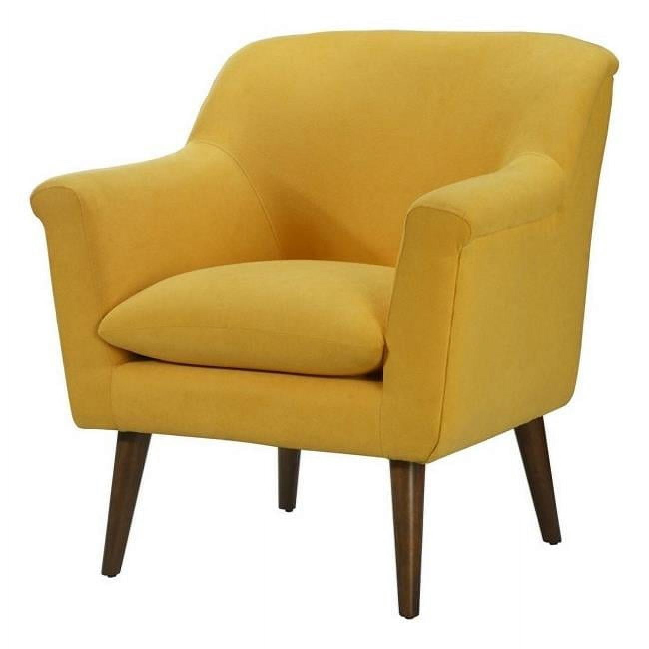 32 in. Gigi Accent Chair with Pillow Top Seat Angled Wood Legs, Yellow ...