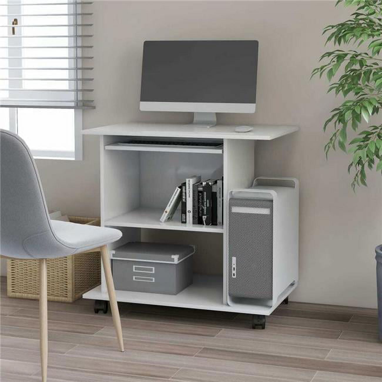 32 in. High Gloss Computer Desk, White - Walmart.com