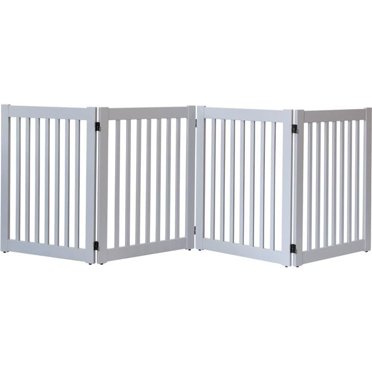 32 in. Highlander Series Solid Wood Pet Gate, White - 3 Panel Walk ...
