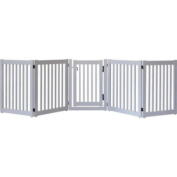 32 in. Highlander Series Solid Wood Pet Gate, Pumice Grey - 5 Panel ...