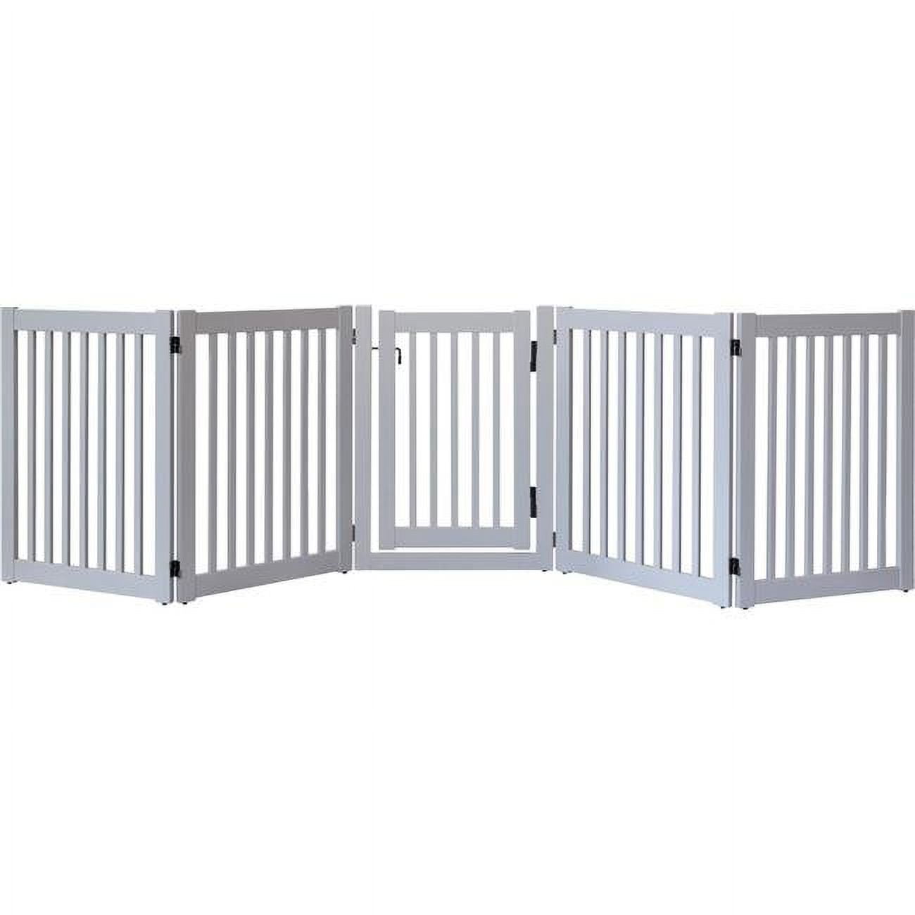 32 in. Highlander Series Solid Wood Pet Gate, Pumice Grey - 5 Panel ...