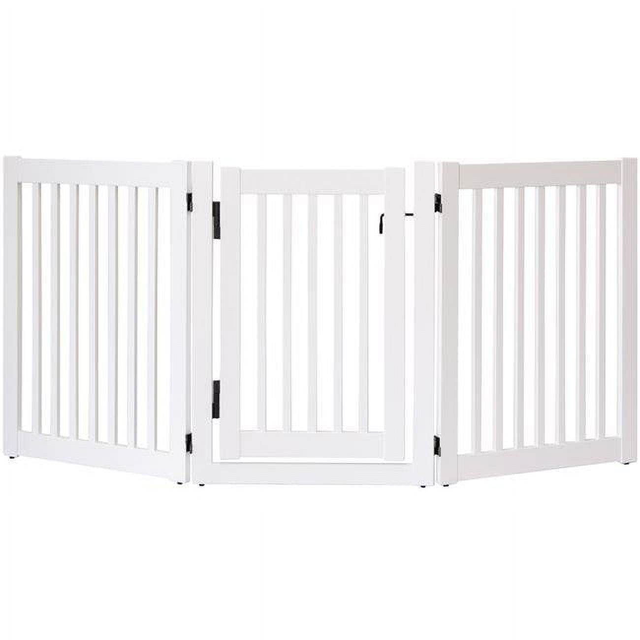 32 in. Highlander Series Solid Wood Pet Gate, White - 3 Panel Walk ...