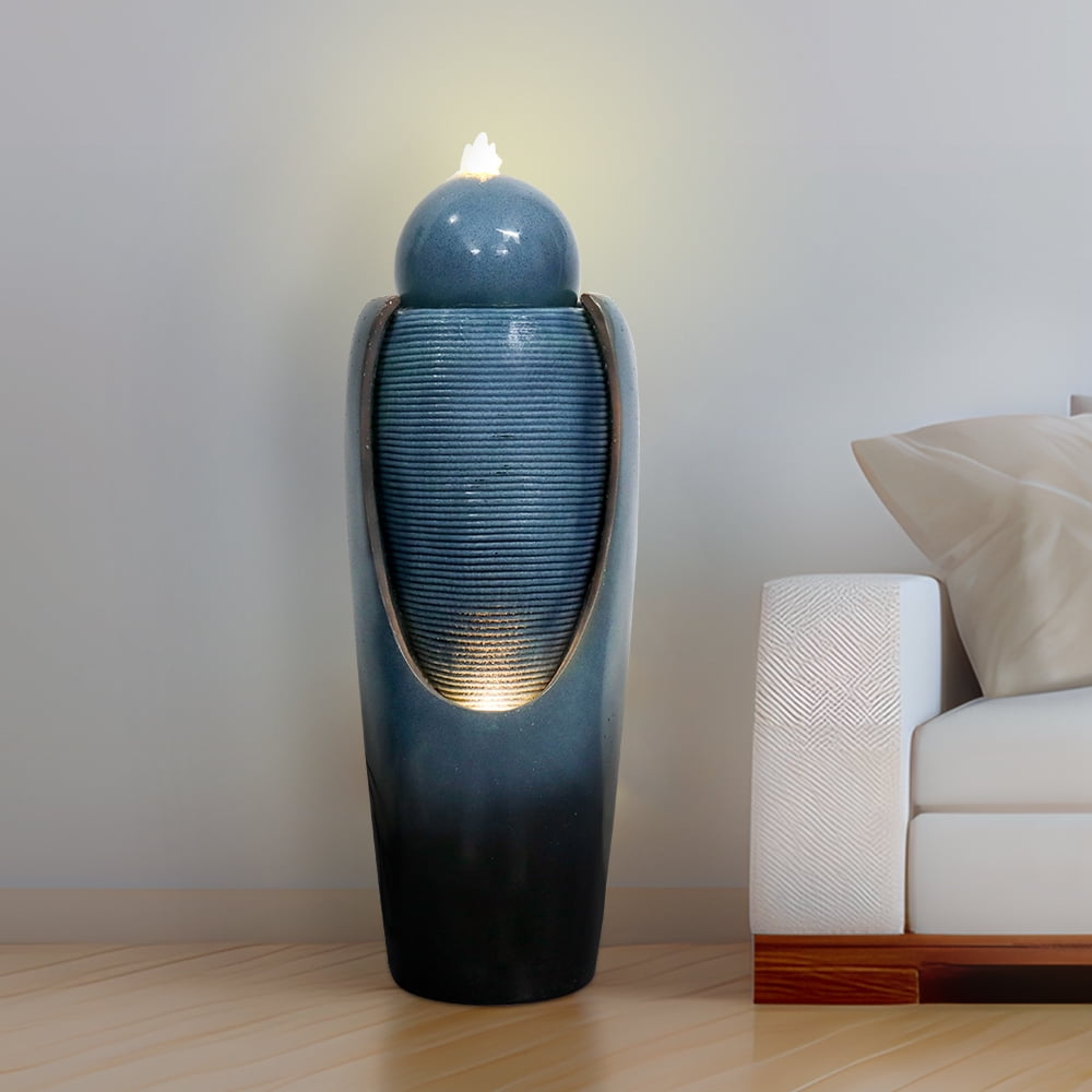 32-in Outdoor Contemporary Vase Water Fountain with LED Lights - Floor ...