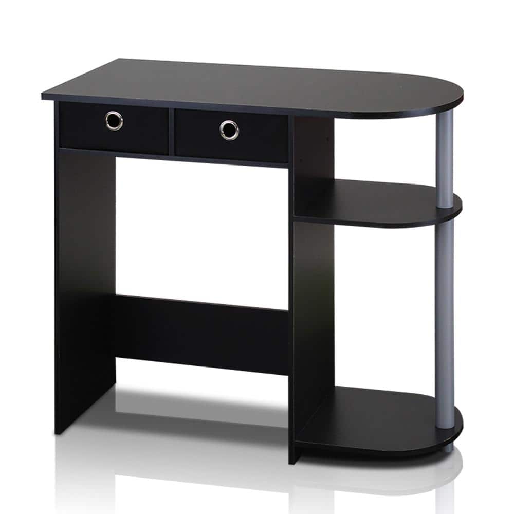 32 in. Rectangular Black 2 Drawer Computer Desk with Built-In Storage ...