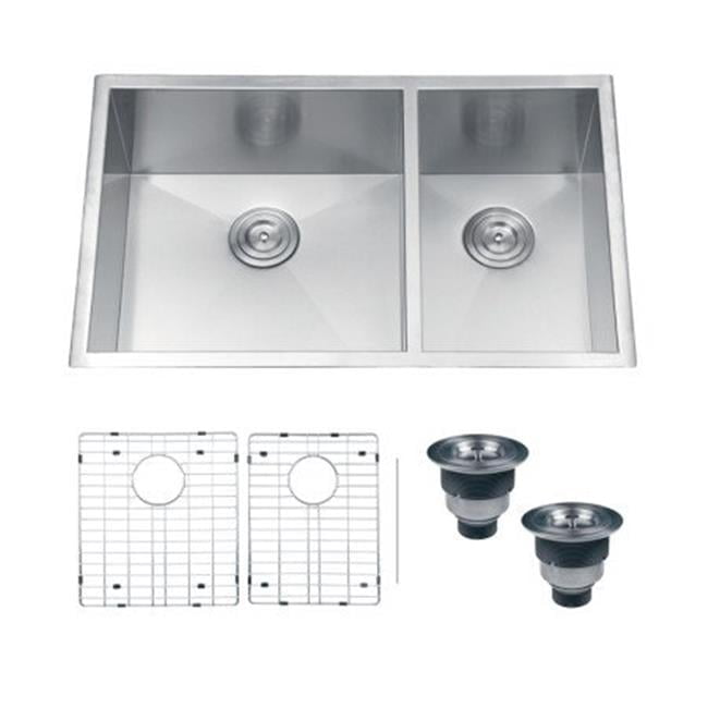 32 in. Undermount 60 & 40 Double Bowl Zero Radius 16 Gauge Stainless ...