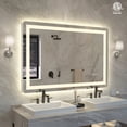 32 in. W x 48 in. H Rectangular Rounded corner Frameless Anti-Fog LED ...