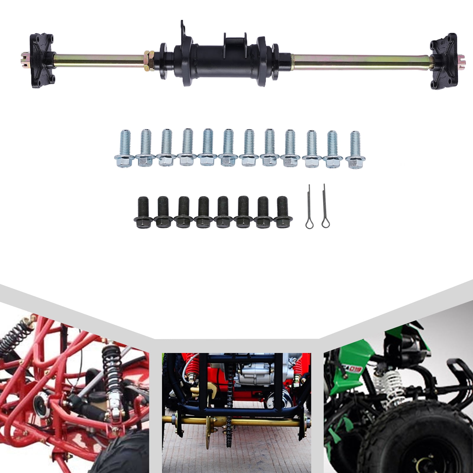 32-inch ATV Rear Axle for 110cc, 150cc, 200cc Go Kart, Iron and Rubber ...