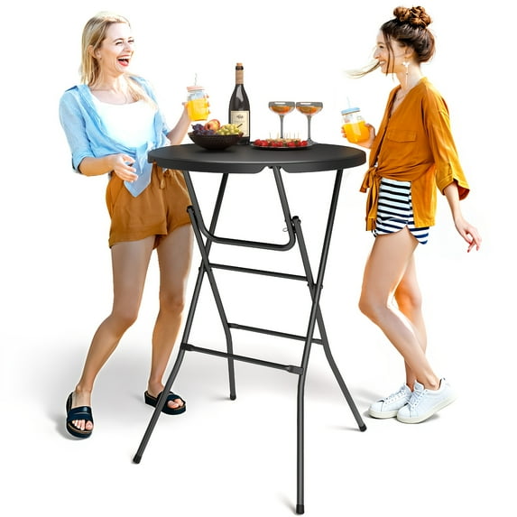 32-inch Bar-Height Round Folding Table - Portable Plastic Table w ...