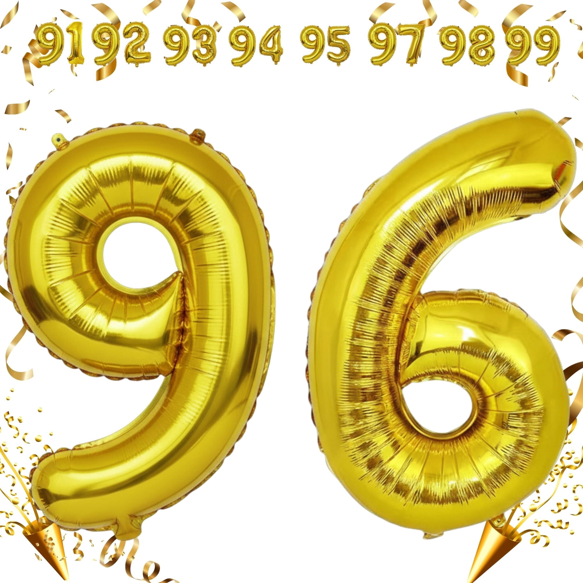 32 inch Big Gold Foil Mylar Number 96 Balloon for Helium & Air Filled ...