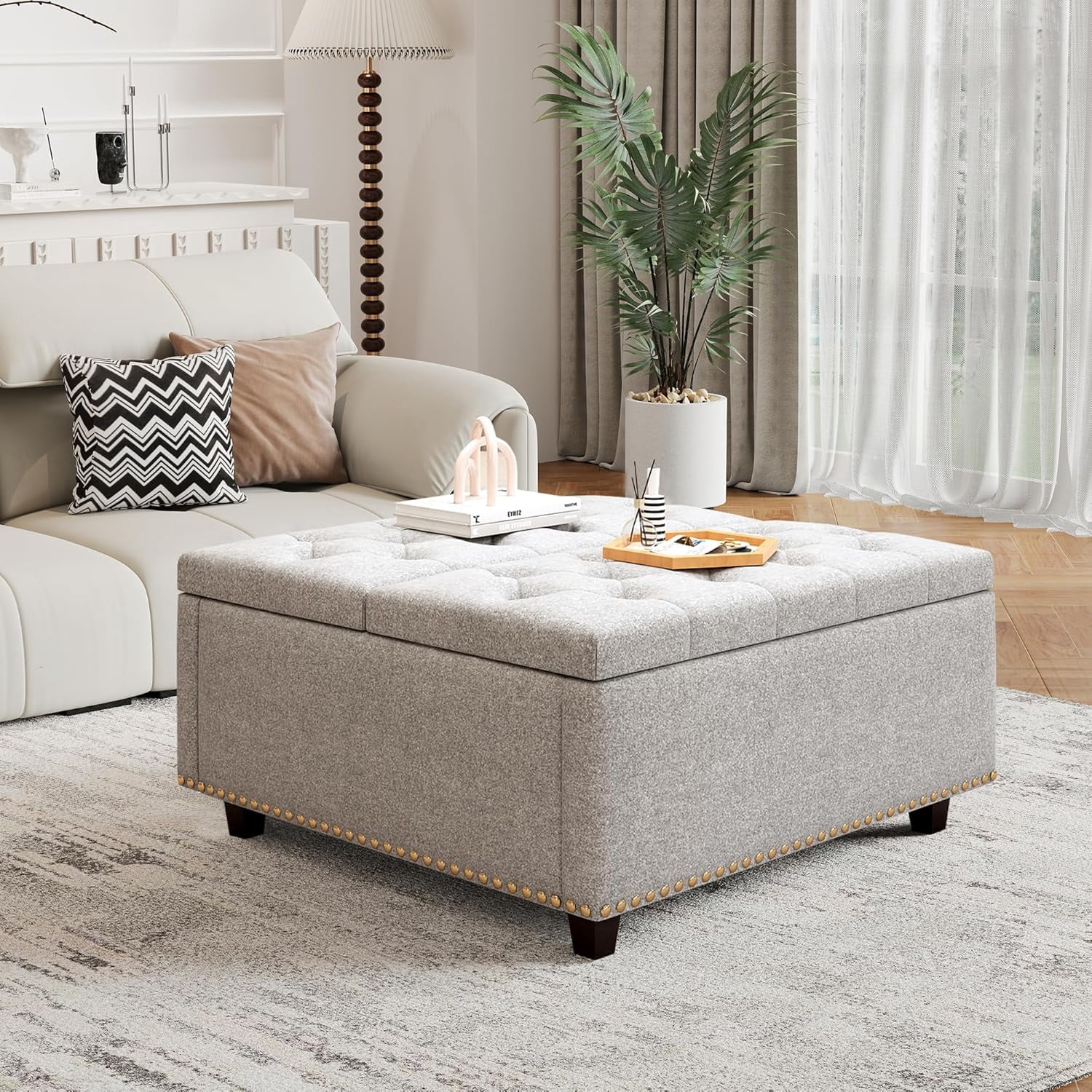 32-inch Big Square Storage Ottoman Coffee Stand wth liftng platfrm ...