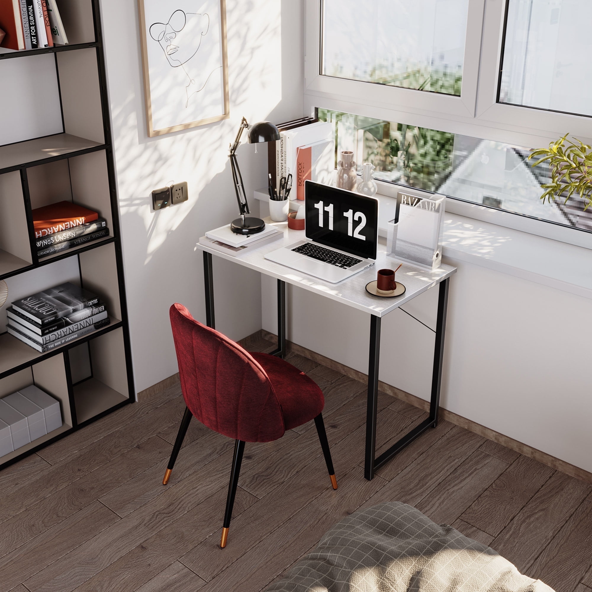 32 inch Modern Simple Small Desk for Home Office, Sturdy Student Study ...