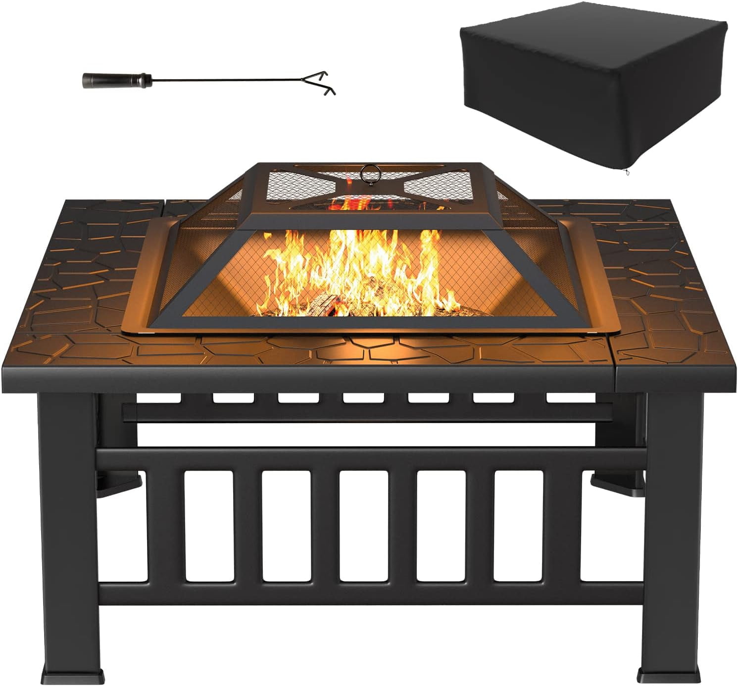 32-inch Fire Pits Outdoor Patio Metal Multifunctional Firepit Table ...