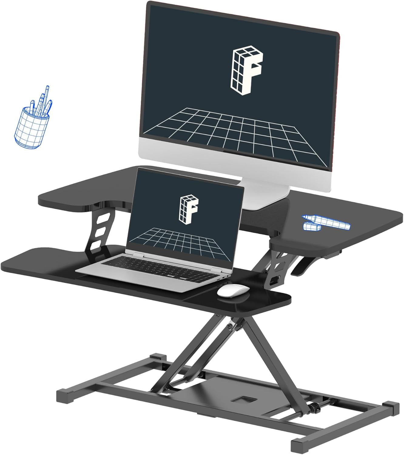 32 inch Height Adjustable Standing Desk Converter, Quick Sit to Stand ...
