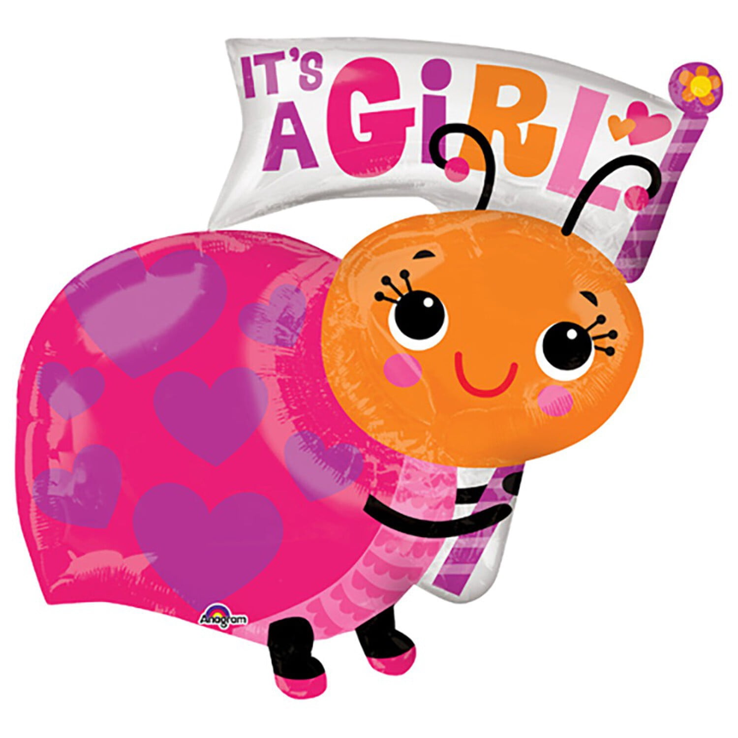 32 inch It's A Girl Ladybug Anagram Foil Mylar Balloon - Party Supplies ...