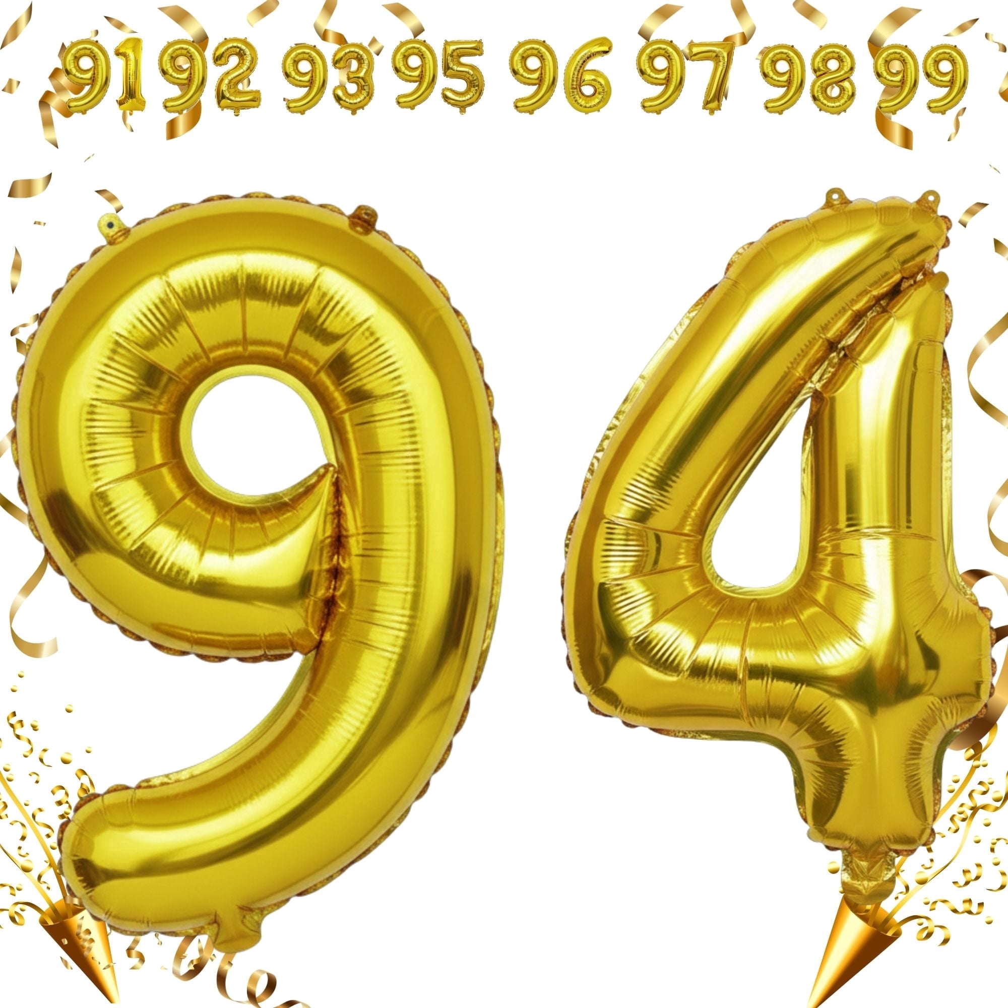 32 inch Jumbo Gold Foil Mylar Number 94 Balloon for Helium & Air Filled ...