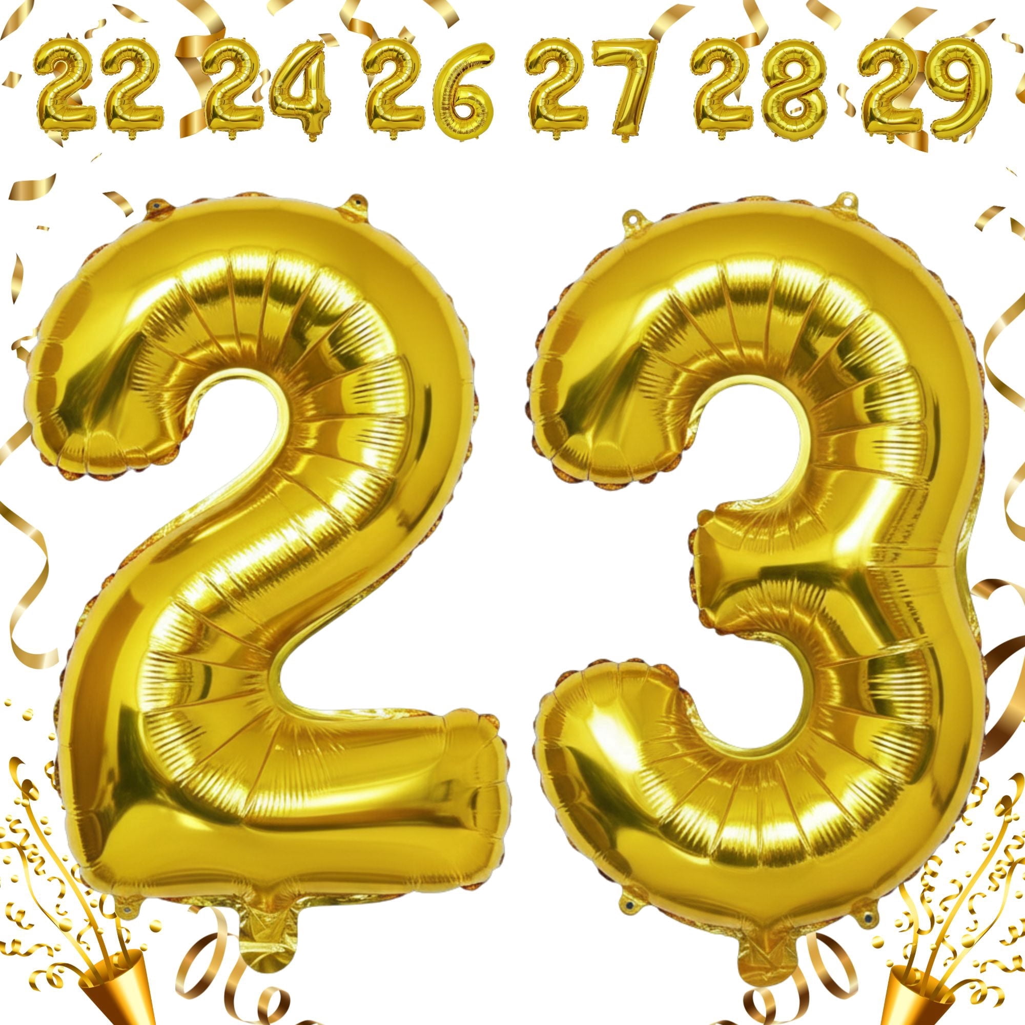32 inch Large Gold Foil Mylar Number 23 Balloon - Helium & Air Filled ...