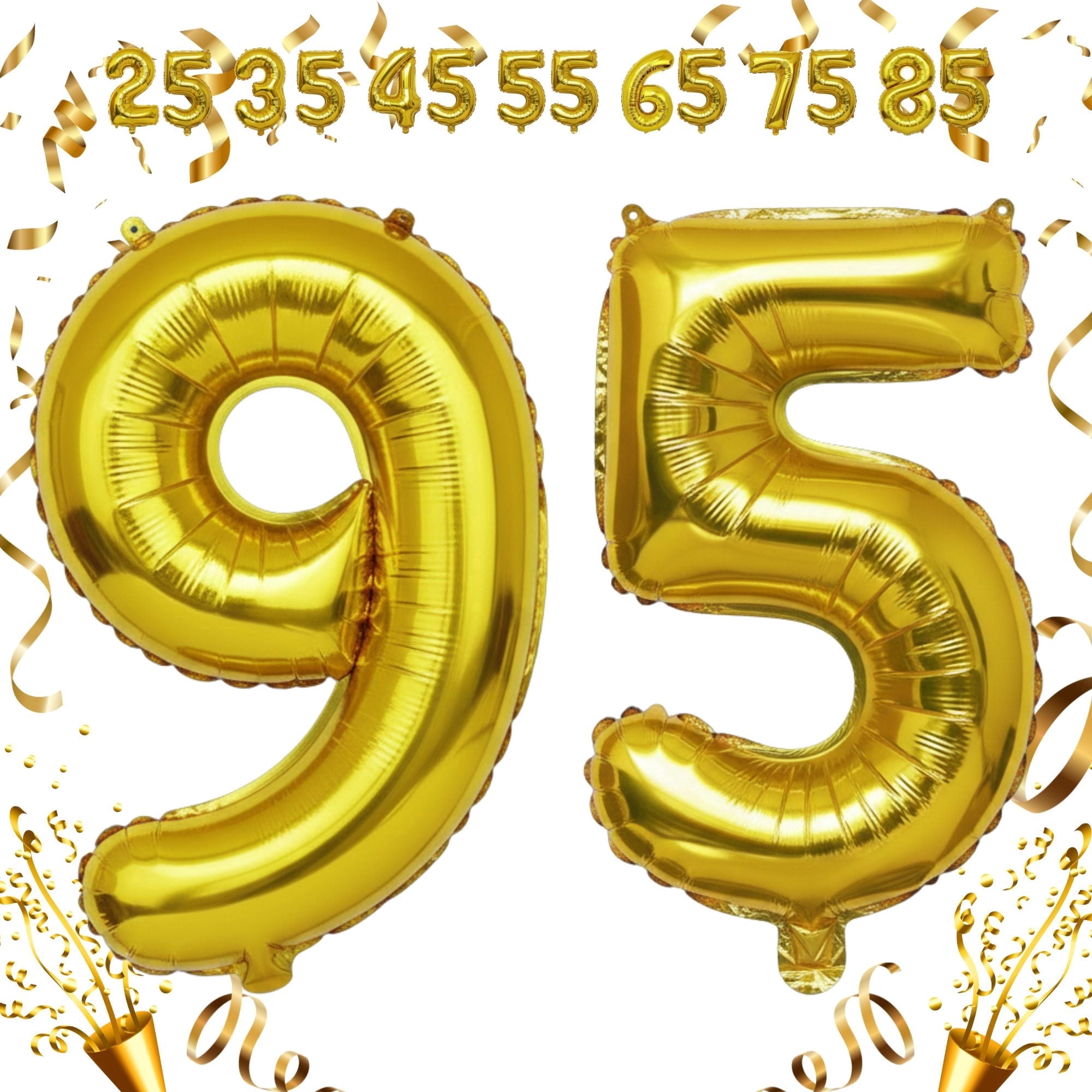 Gold 95 Number Balloon 32 inch Large Helium & Air Inflation Foil Mylar ...