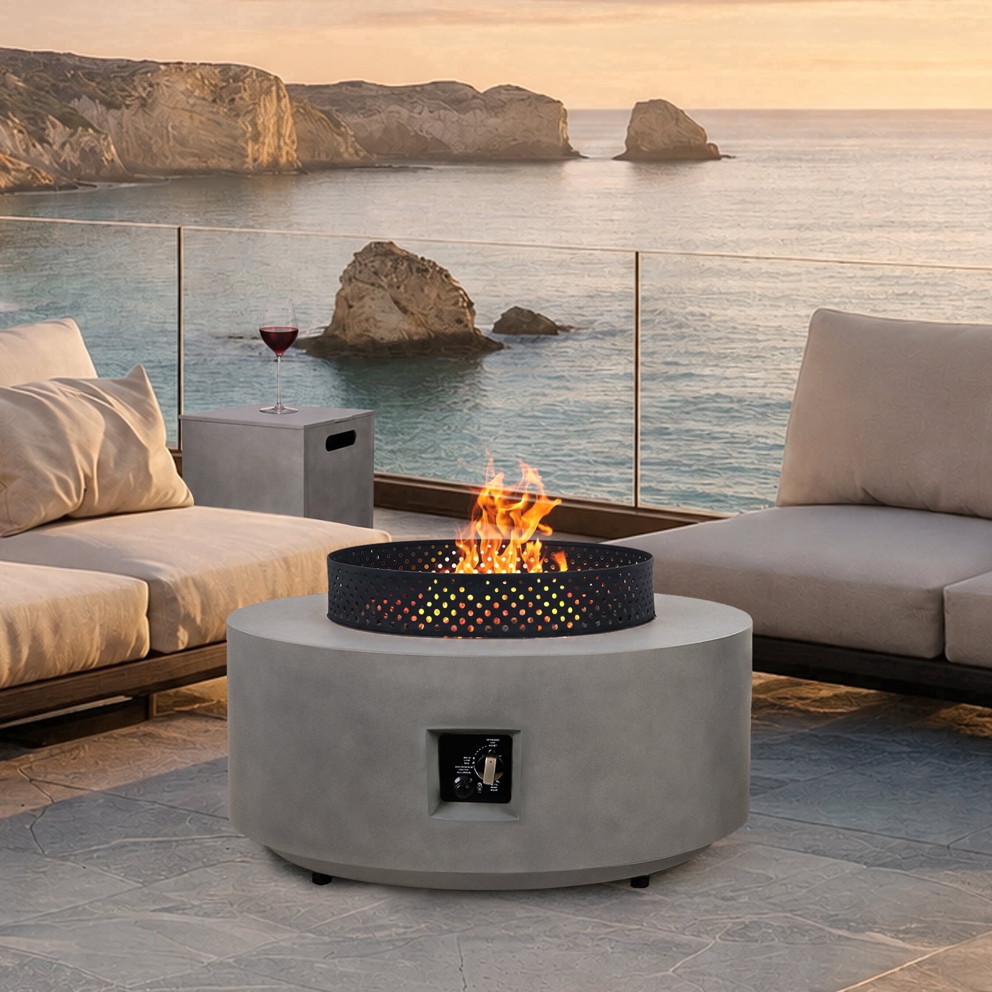 32-inch Propane Fire Pit, 65000 BTU Fire Pit Table, Includes Tank Cover ...