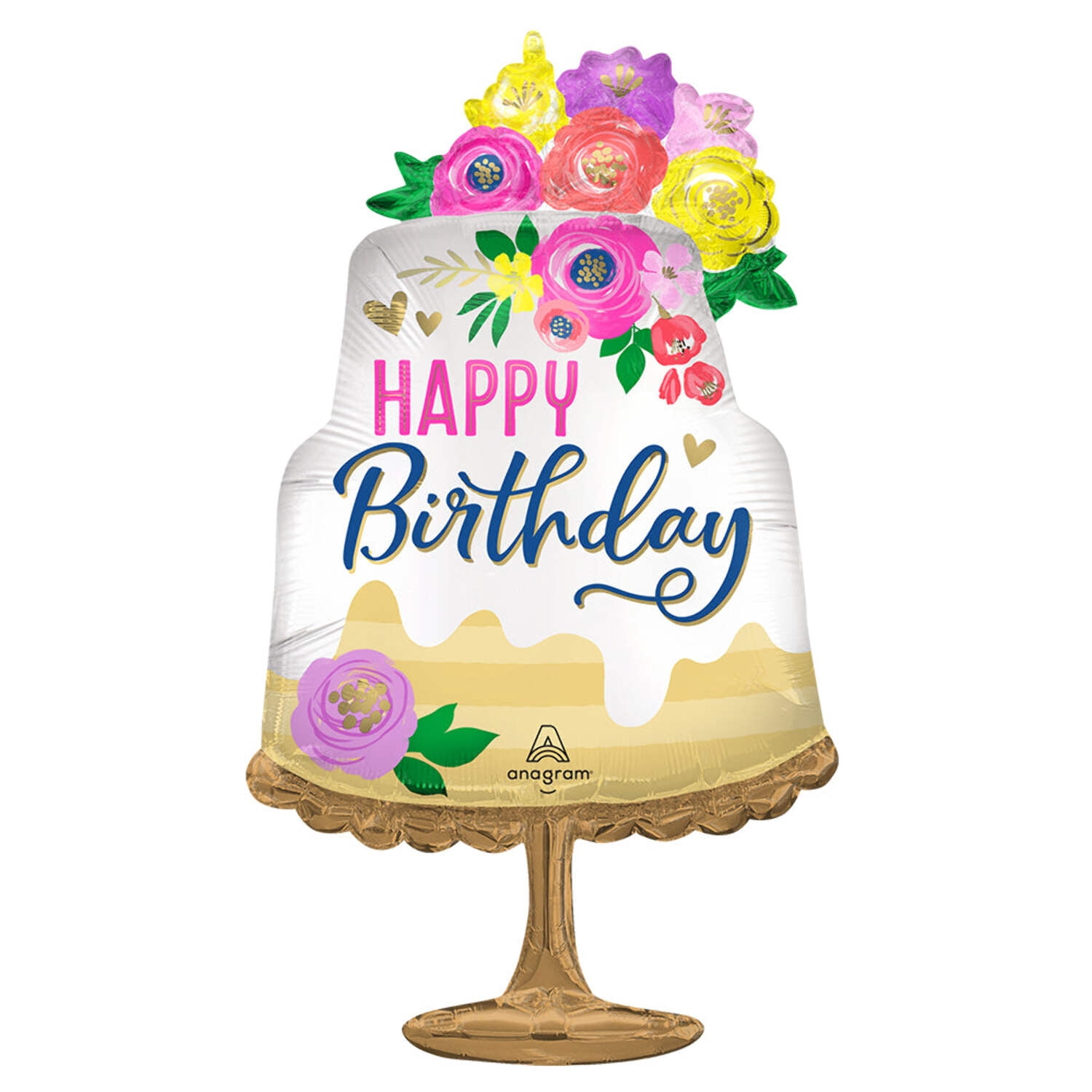 32' Satin Artful Floral Birthday Foil Mylar Balloon - Party Supplies ...