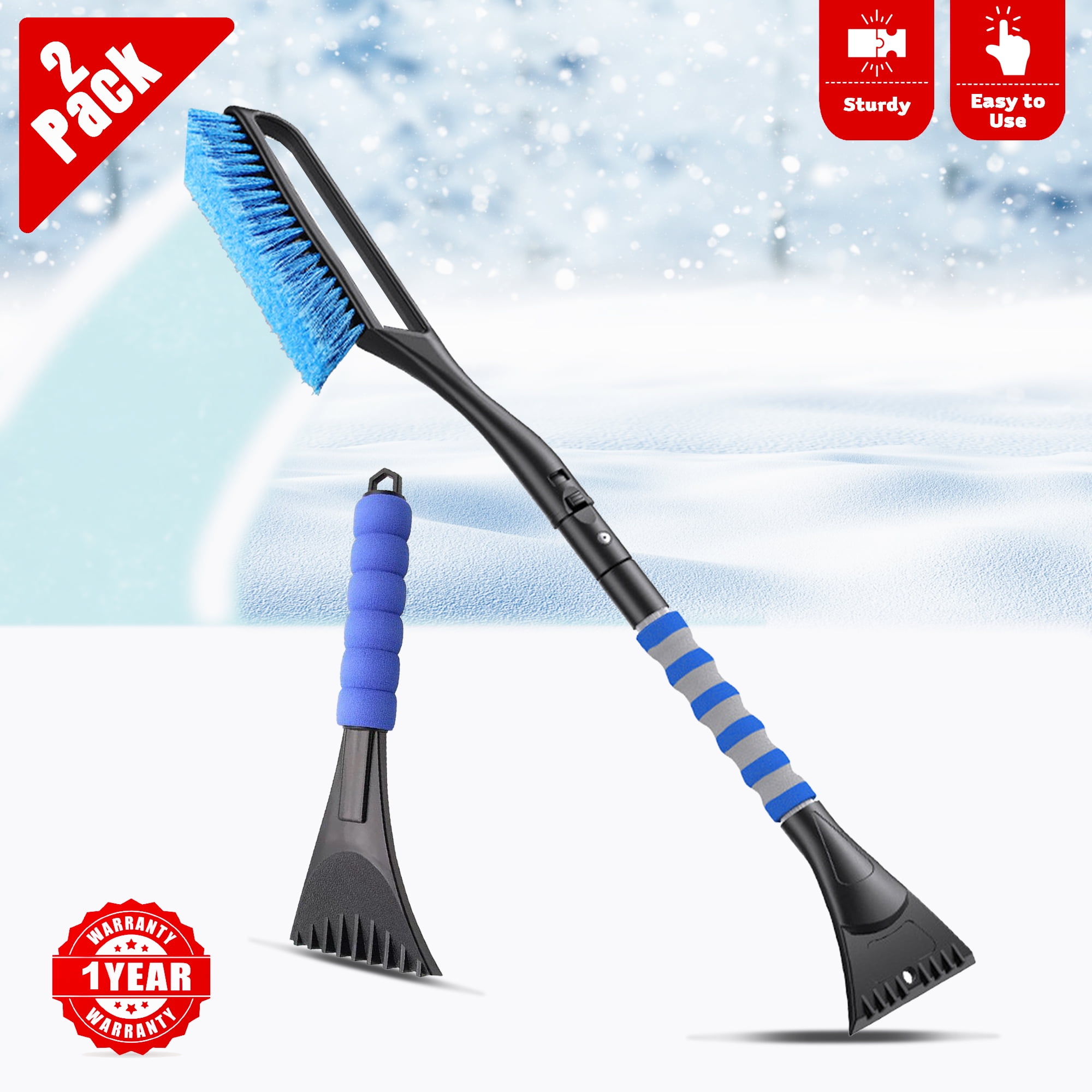 32" inch Snow Scraper, Extendable Car Windshield Snow Brush, Ice ...