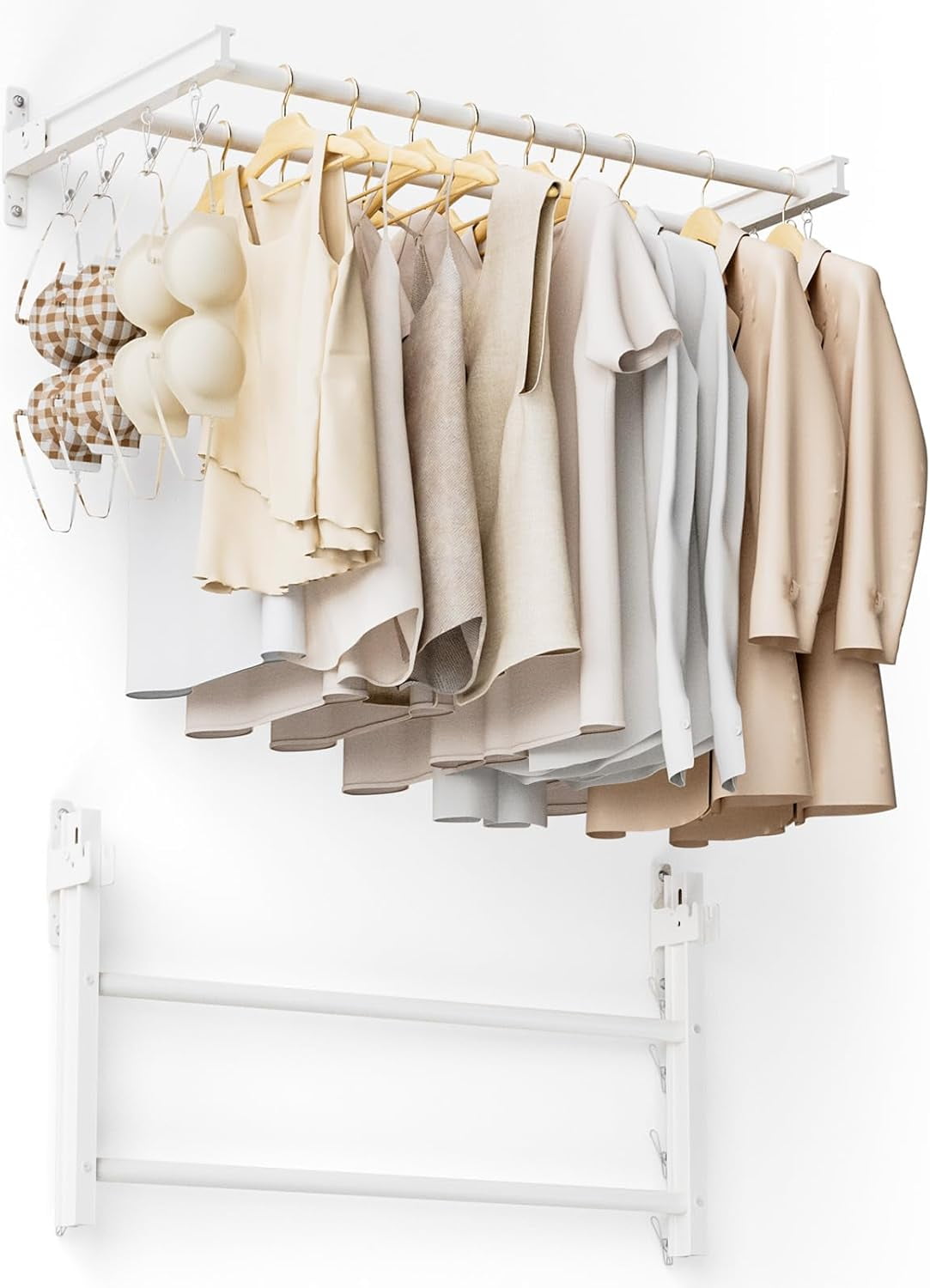 32 inch Wall Mounted Drying Rack, Laundry Clothes Drying Rack Foldable ...