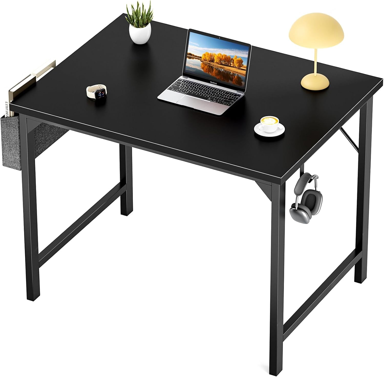 32-inch desk small computer workbench with storage bag headphone hook ...