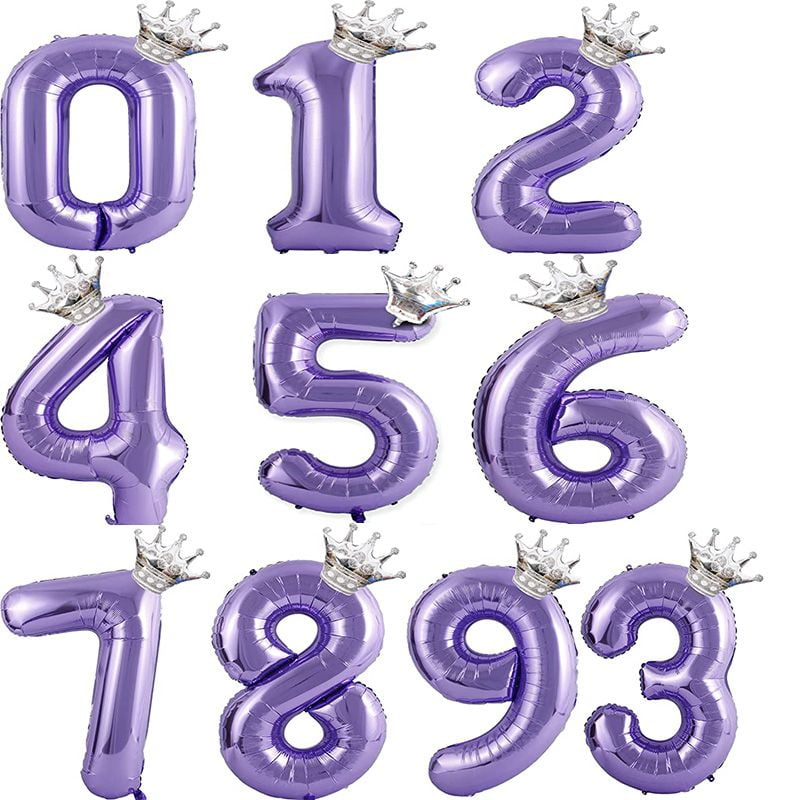 32 inch purple digital balloon crown balloon birthday aluminum balloon ...