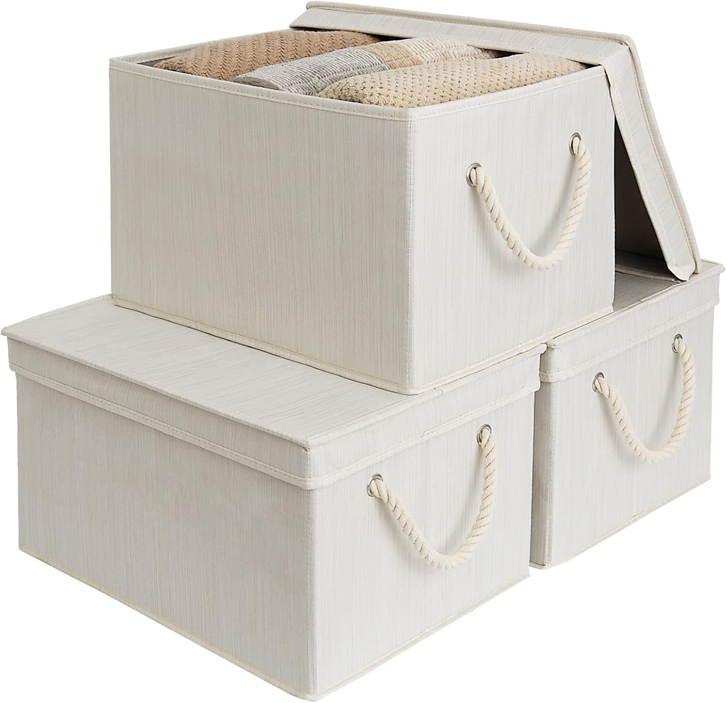 32 liter covered storage box, decorative box with soft rope handle ...