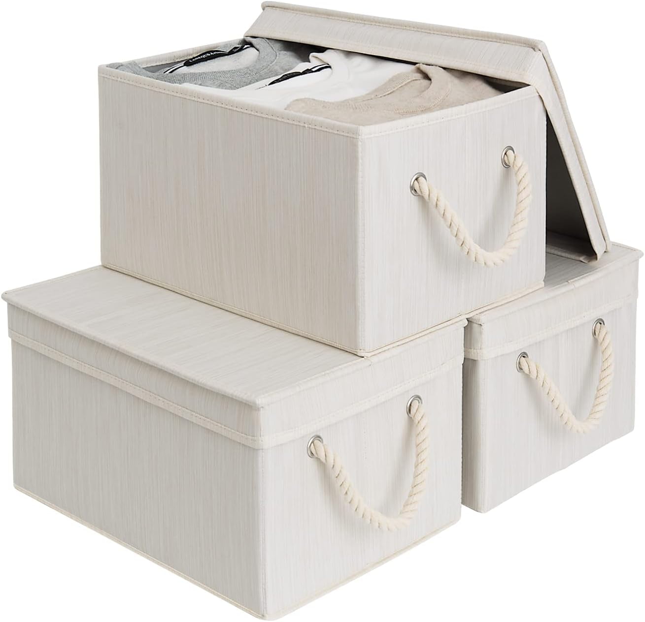 32 liter covered storage box, decorative box with soft rope handle ...