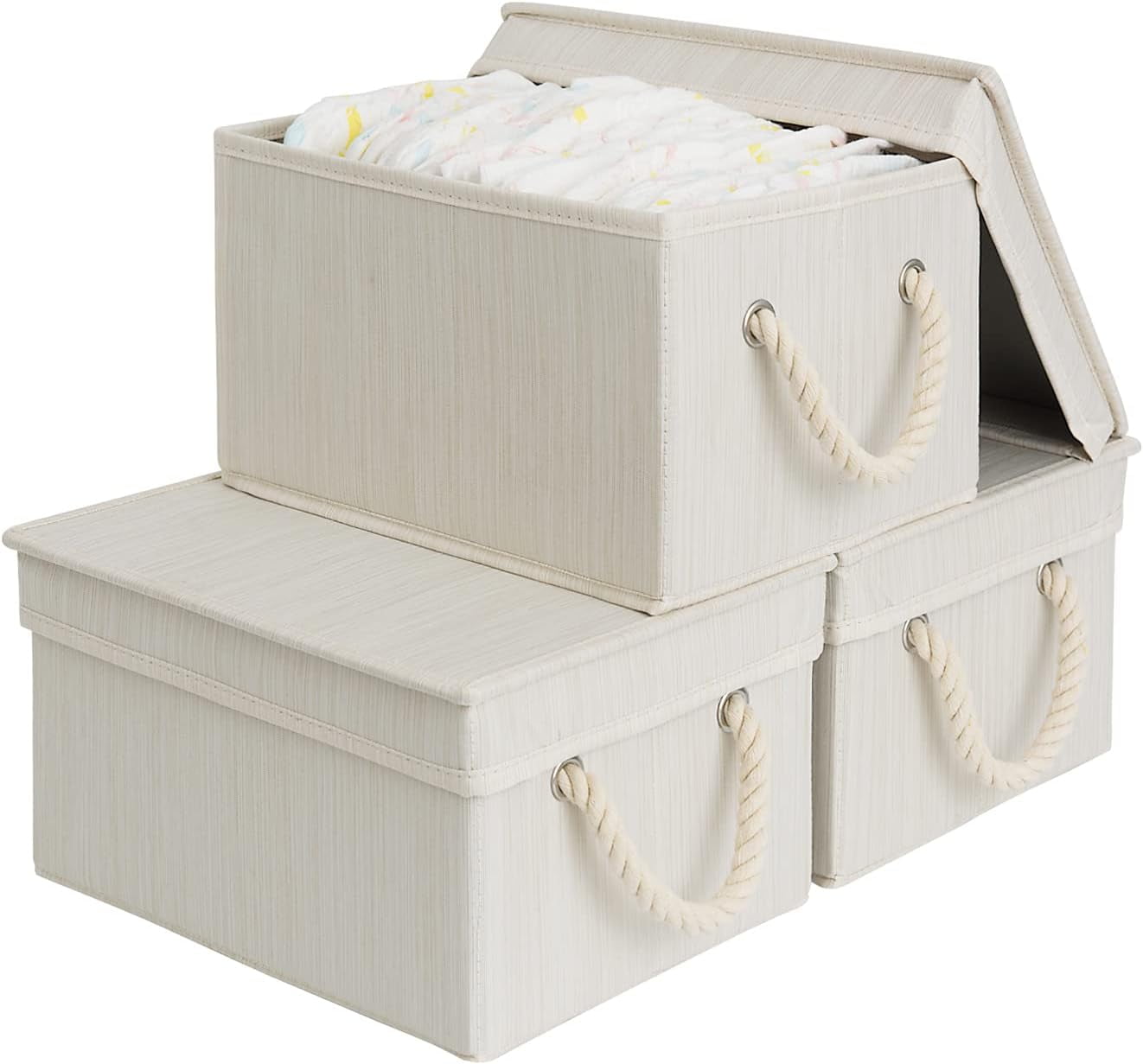 32 liter covered storage box, decorative box with soft rope handle ...