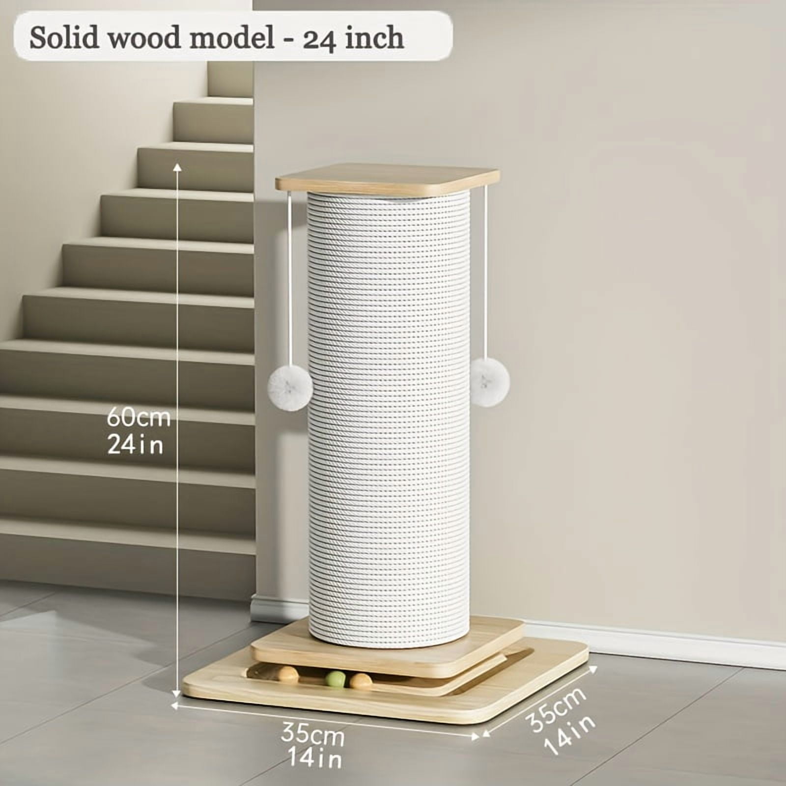 32" or 24" Tall Cat Scratch Post with Wide Stable Base & Non-Slip Pad ...