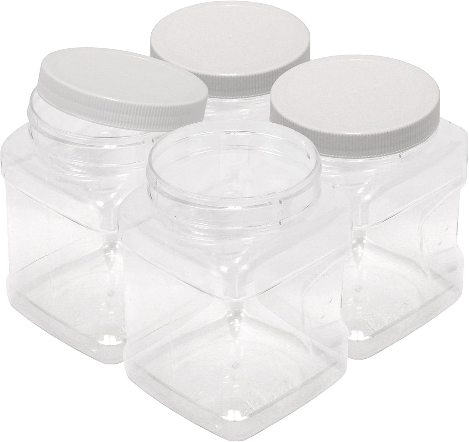 32 oz (1 quart) PET Containers, 4-Pack, Clear Plastic Kitchen Food ...