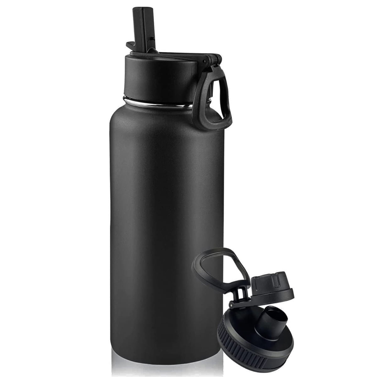 32 oz 1L Insulated Water Bottle with Straw Lid and Spout Lid,Stainless Steel Sports Water Bottle ...