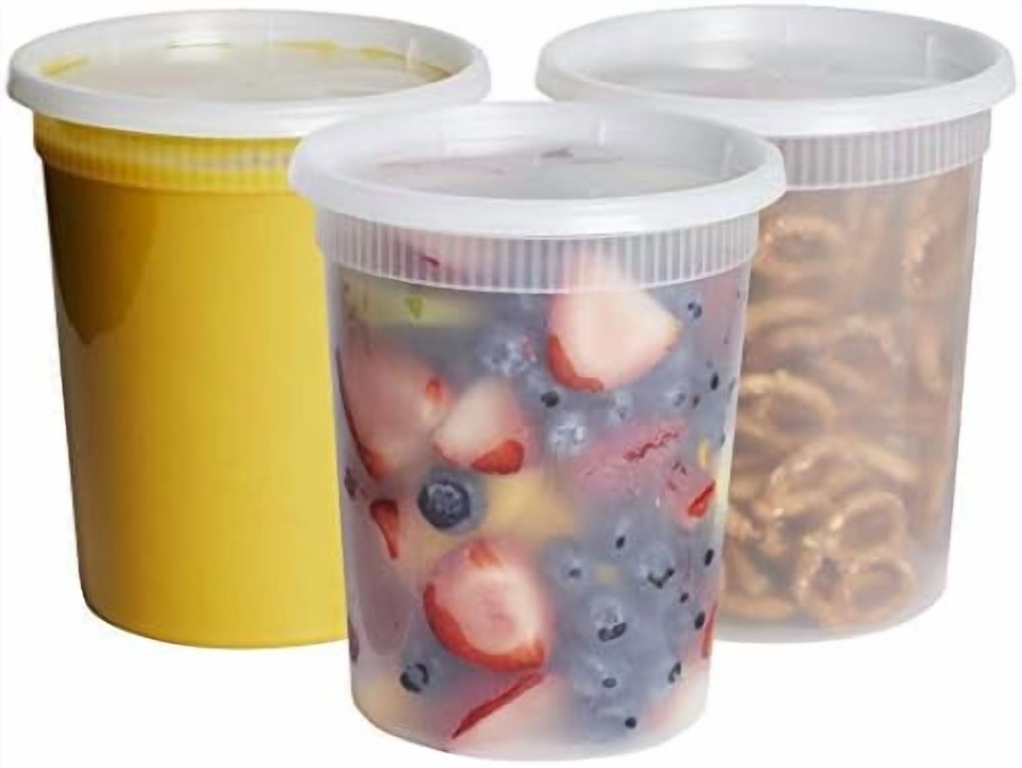 [32 oz. - 24 Count Plastic Deli Containers with Lids - Disposable Food ...