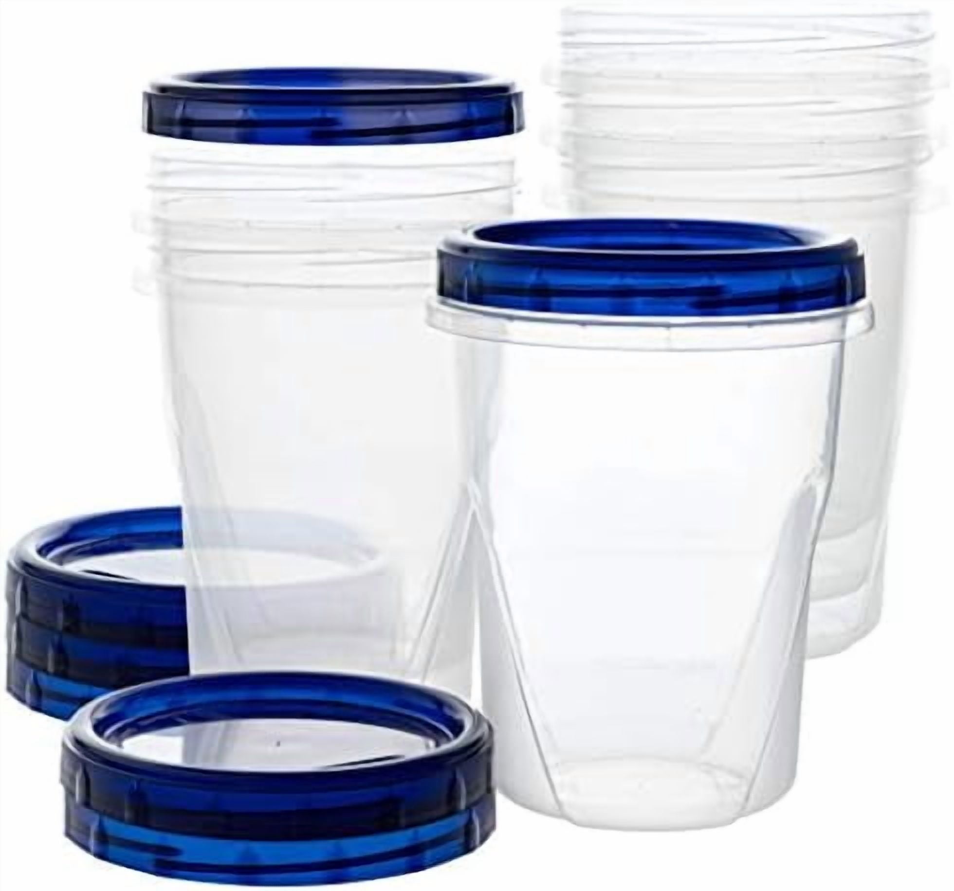 32 oz 72 Pack Twist Top Deli Containers Clear bottom With blue Top ...