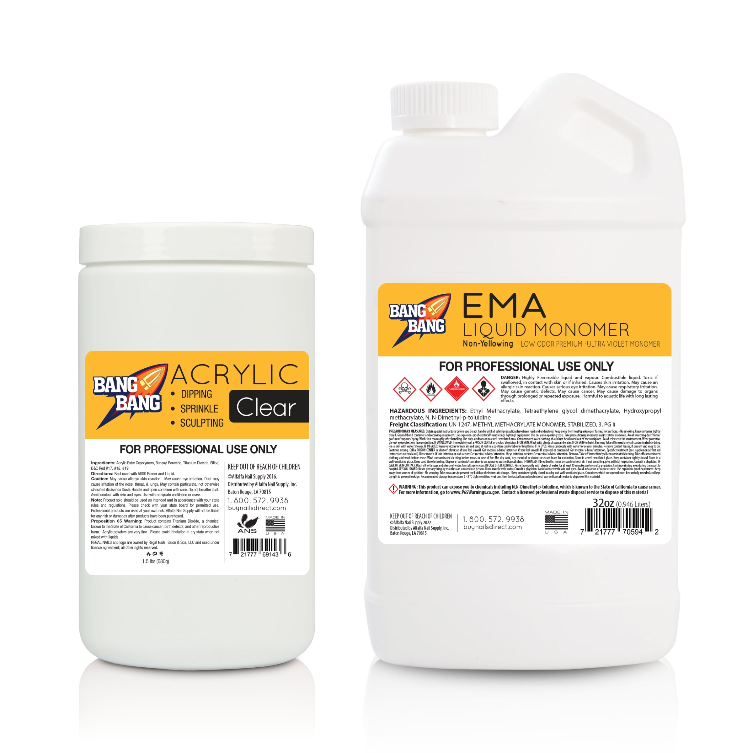 32 oz BangBang EMA Liquid & 1.5 lbs BangBang Acrylic Clear Powder ...