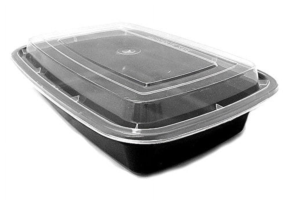 32 oz. Black Rectangular Microwaveable Food Take-Out Containers w/Lid ...