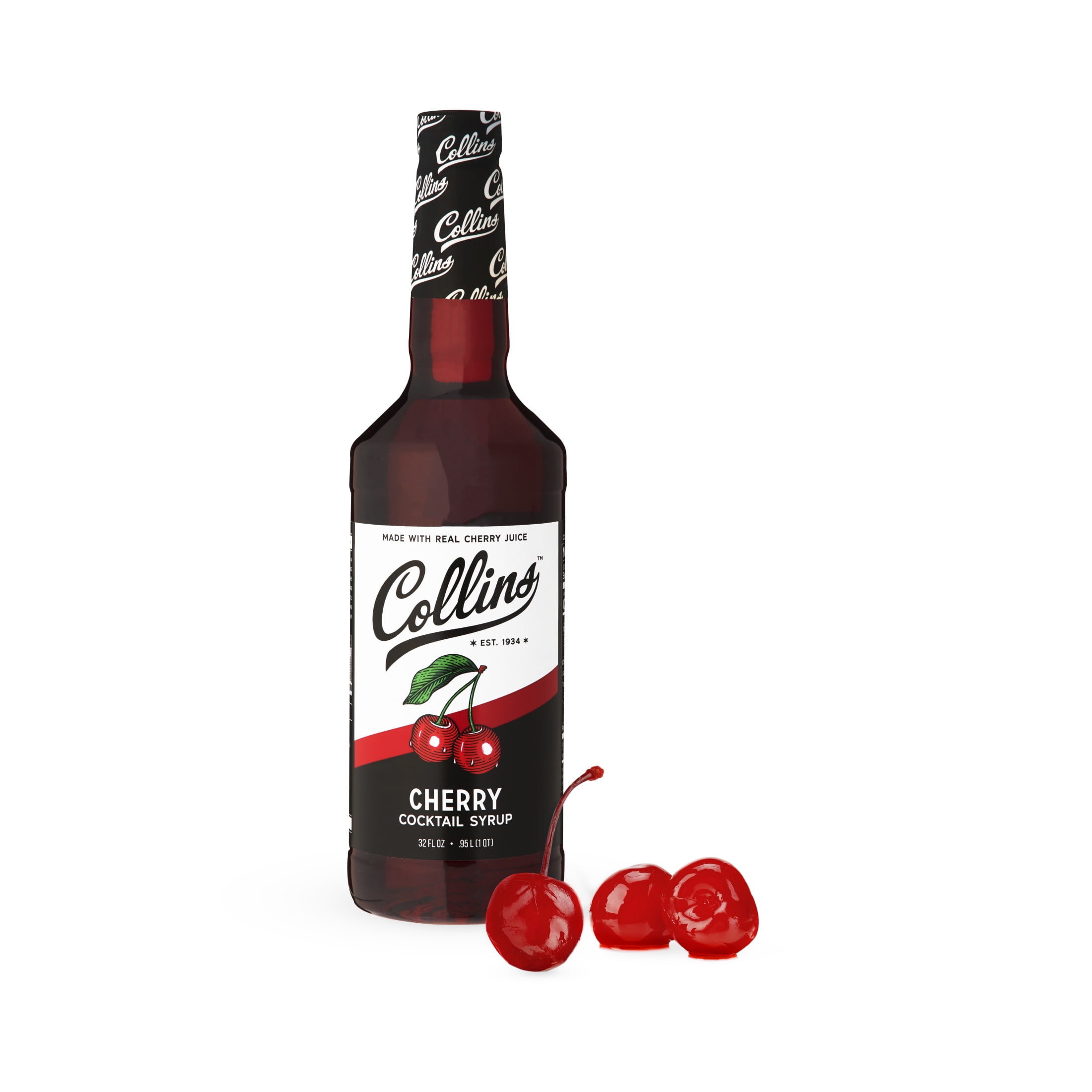 Collins 32 oz Cherry Cocktail Syrup, Real Cherry Juice, Great for Vodka ...