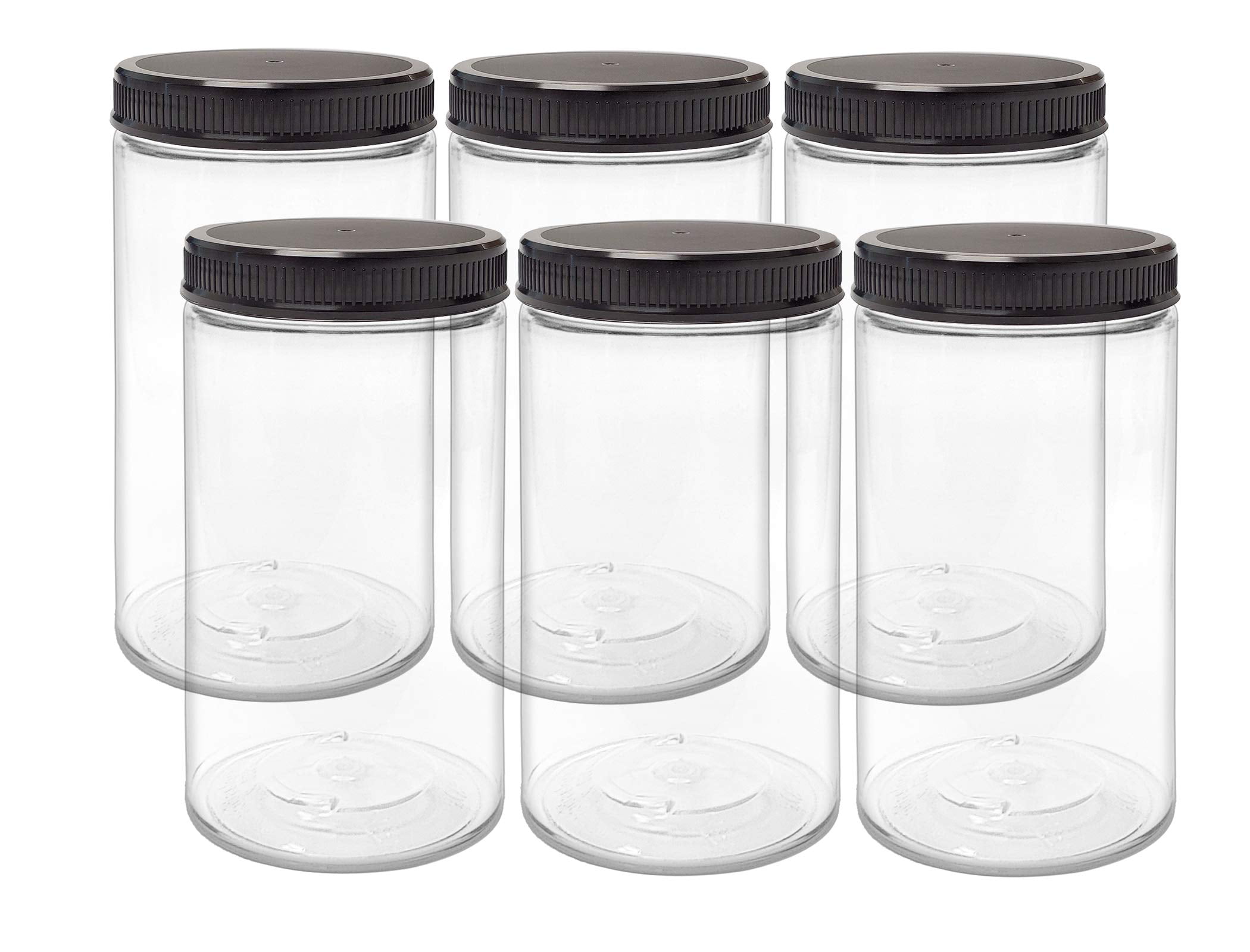 32 oz Clear Plastic Jars with Lids, Wide Mouth PET Mason Jars for Food ...