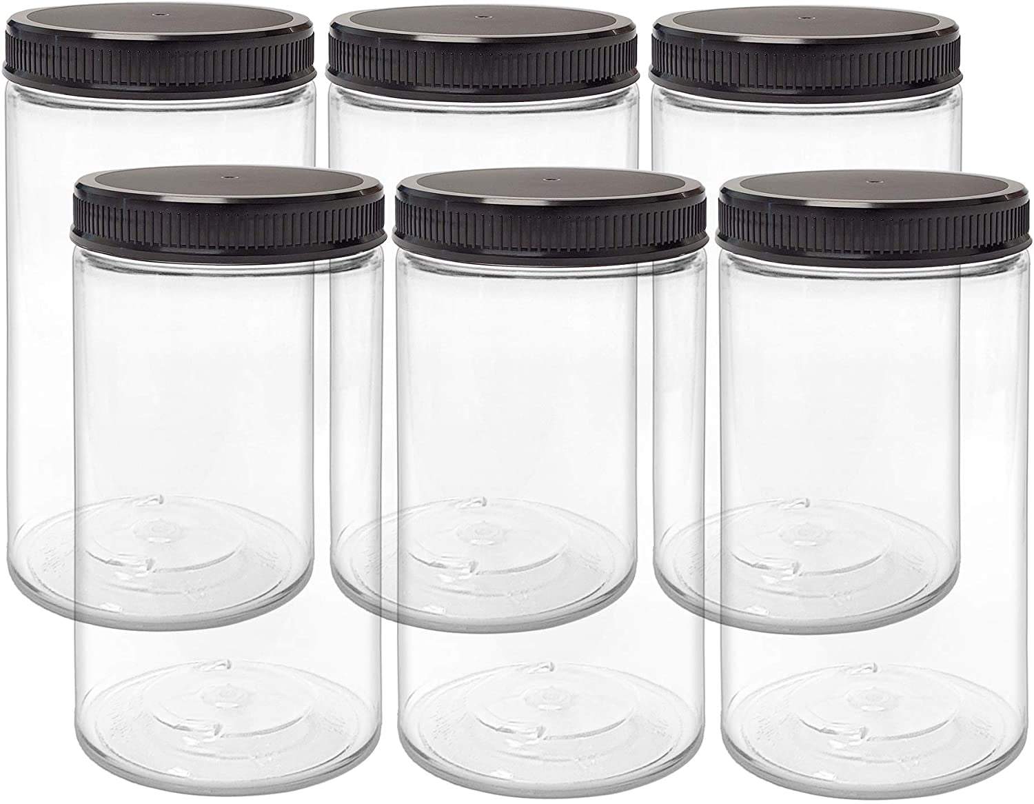 32 oz Clear Plastic Jars with Lids, Storage Containers, Wide Mouth PET ...