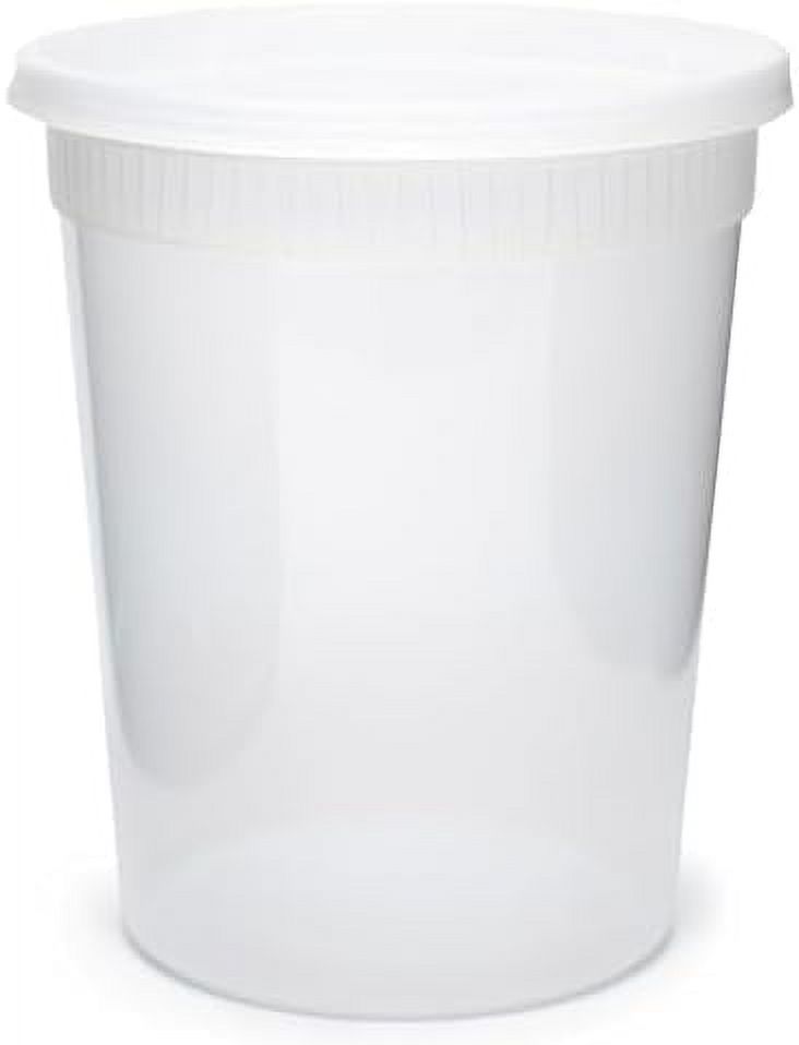 32 oz. Clear Round Deli Container Combo with Flat Lid - 240 per YSD2532 ...