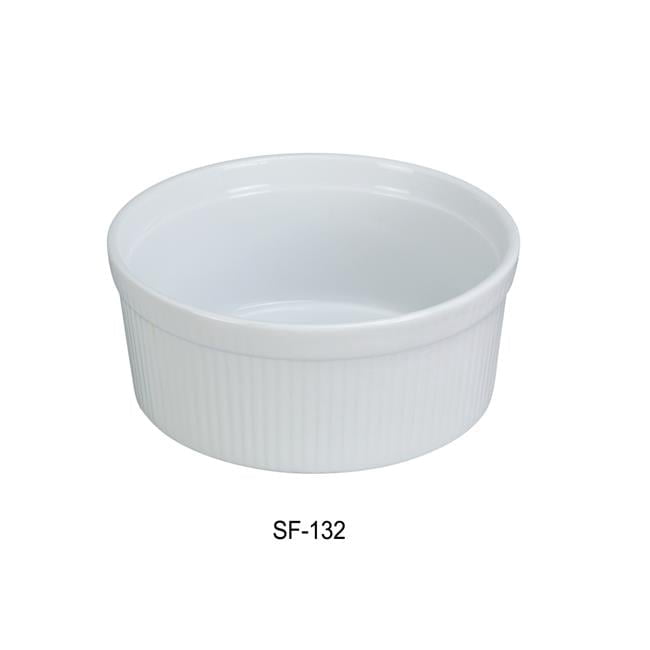 32 oz Fluted Porcelain Souffle Bowl, Super White - 6 x 2.5 in. Height ...