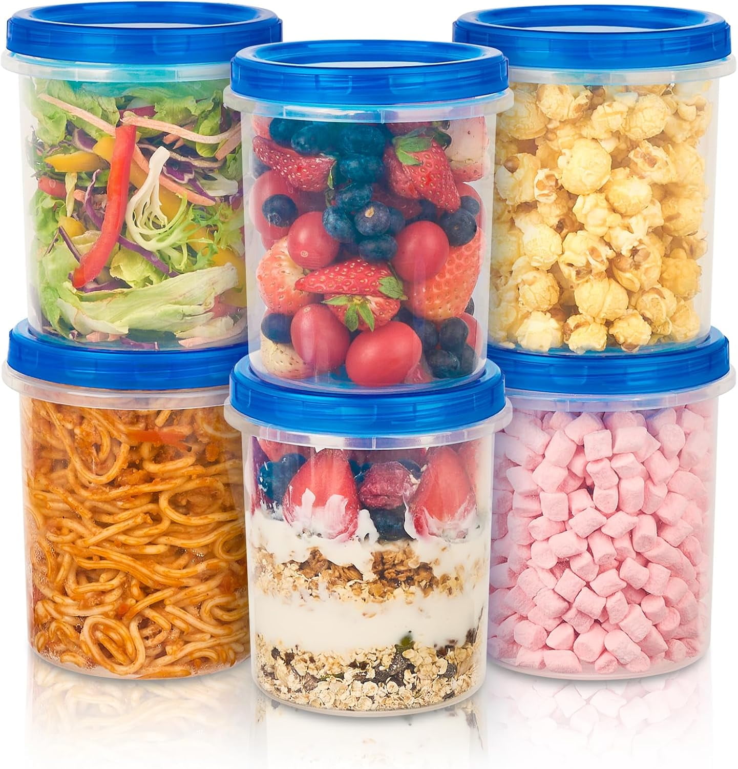 32 oz Freezer Storage Containers with Twist Top Lids, 6 Pack Reusable ...