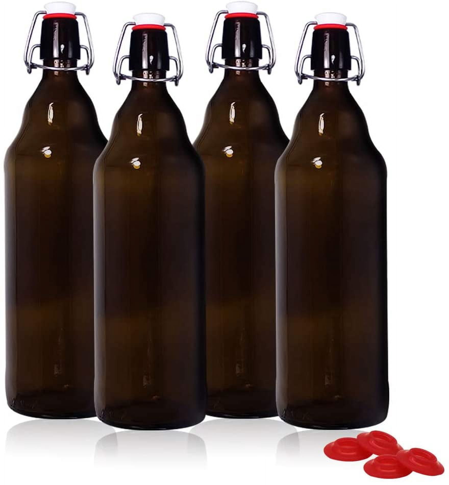 32 oz Glass Beer Bottles for Home Brewing with Flip Caps, Case of 4 ...